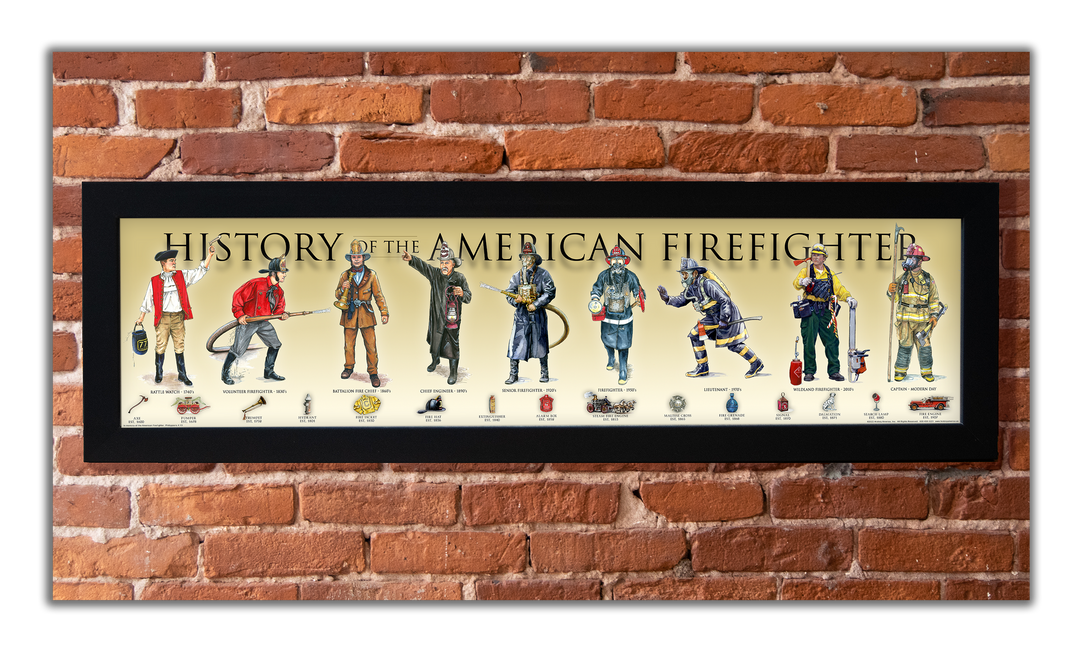 Firefighter - Framed 1”, printed with a matte finish, 6" x 24 ...